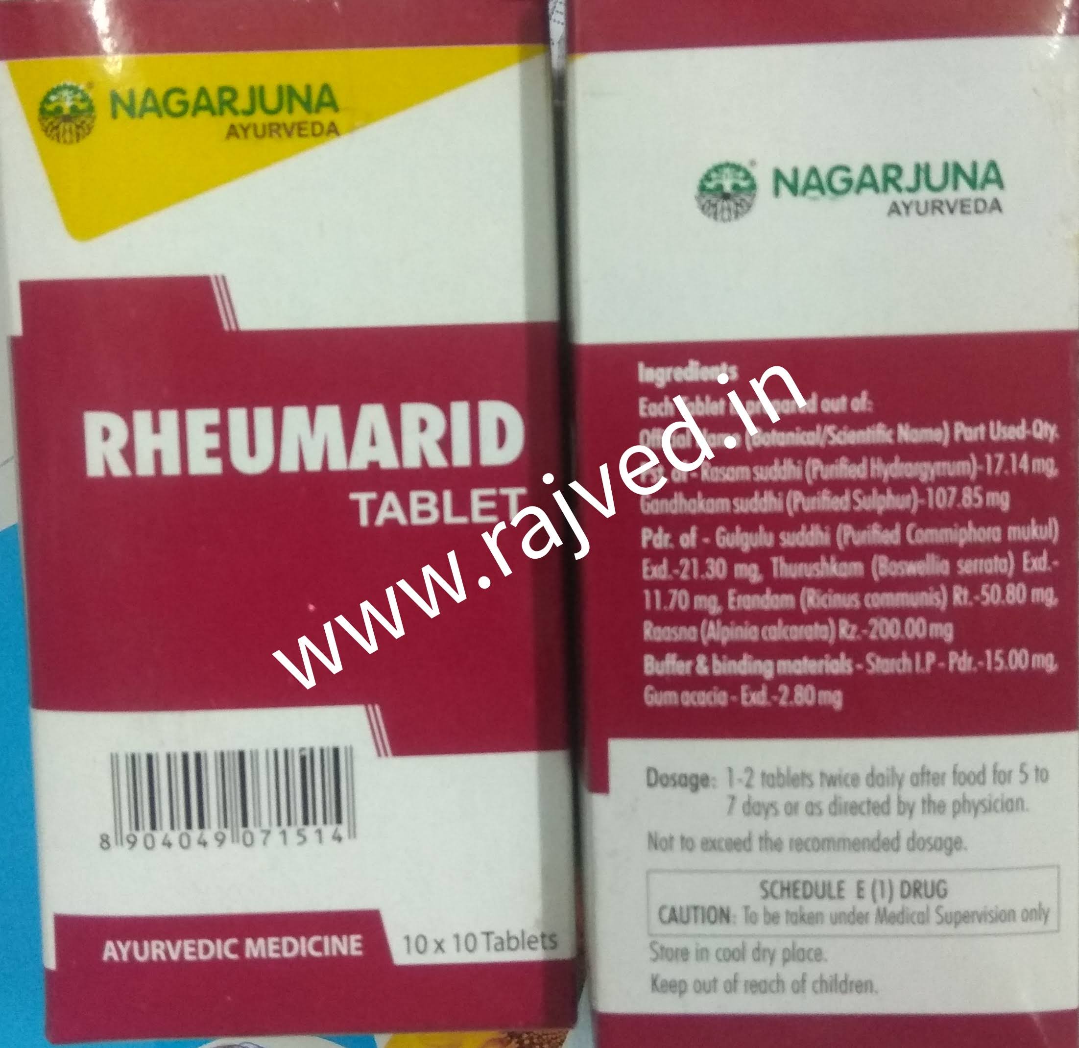 Buy Online 100% Original Rheumarid Tablets 10tab Nagarjuna Ayurveda On ...